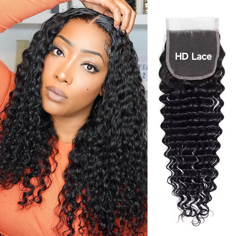 4x4 HD lace Closure Deep Wave Human Hair – BelianaHair